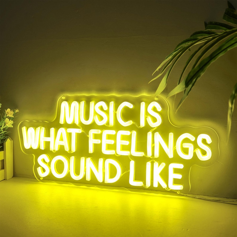 Music is What Feelings Sound Like Neon Sign,music Room Wall Decor,music ...