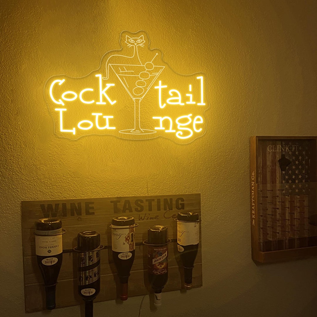 Cocktail Lounge Neon Sign, Happy Hour Bar Sign, Custom Bar Neon Sign ...