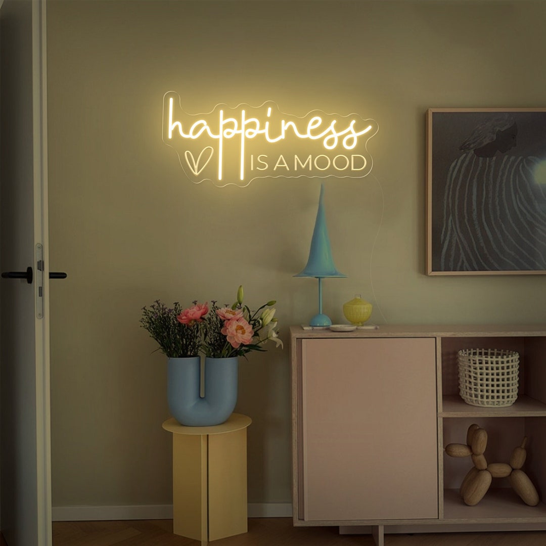 Happiness is A Mood Neon Sign: Boho Affirmation LED Decor - Etsy