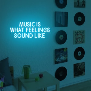 Music is What Feelings Sound Like Neon Sign,music Room Wall Decor,music ...
