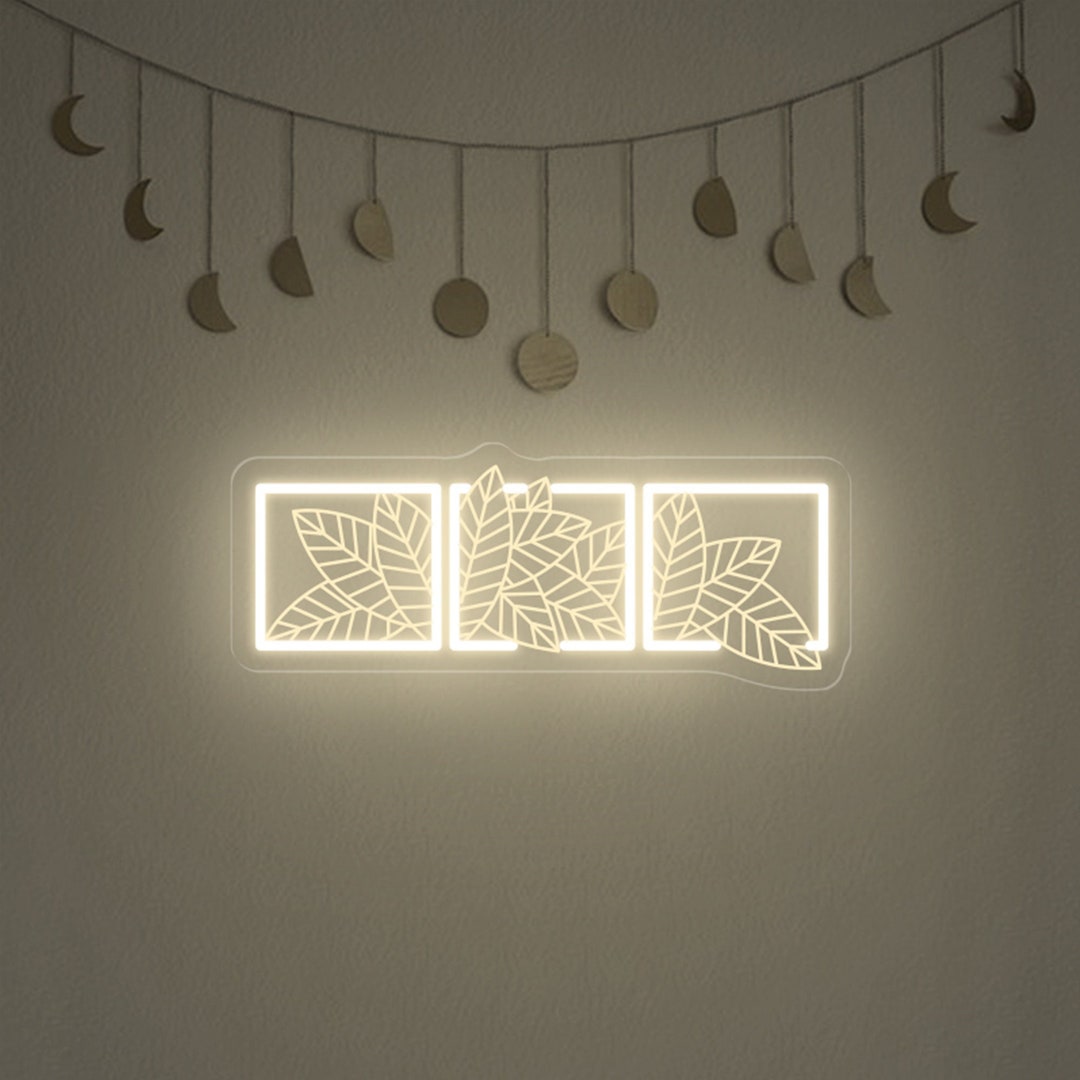 Macrame Leaf Neon Sign,macrame Leaf Wall Hanging Decor,nature Wall Art ...