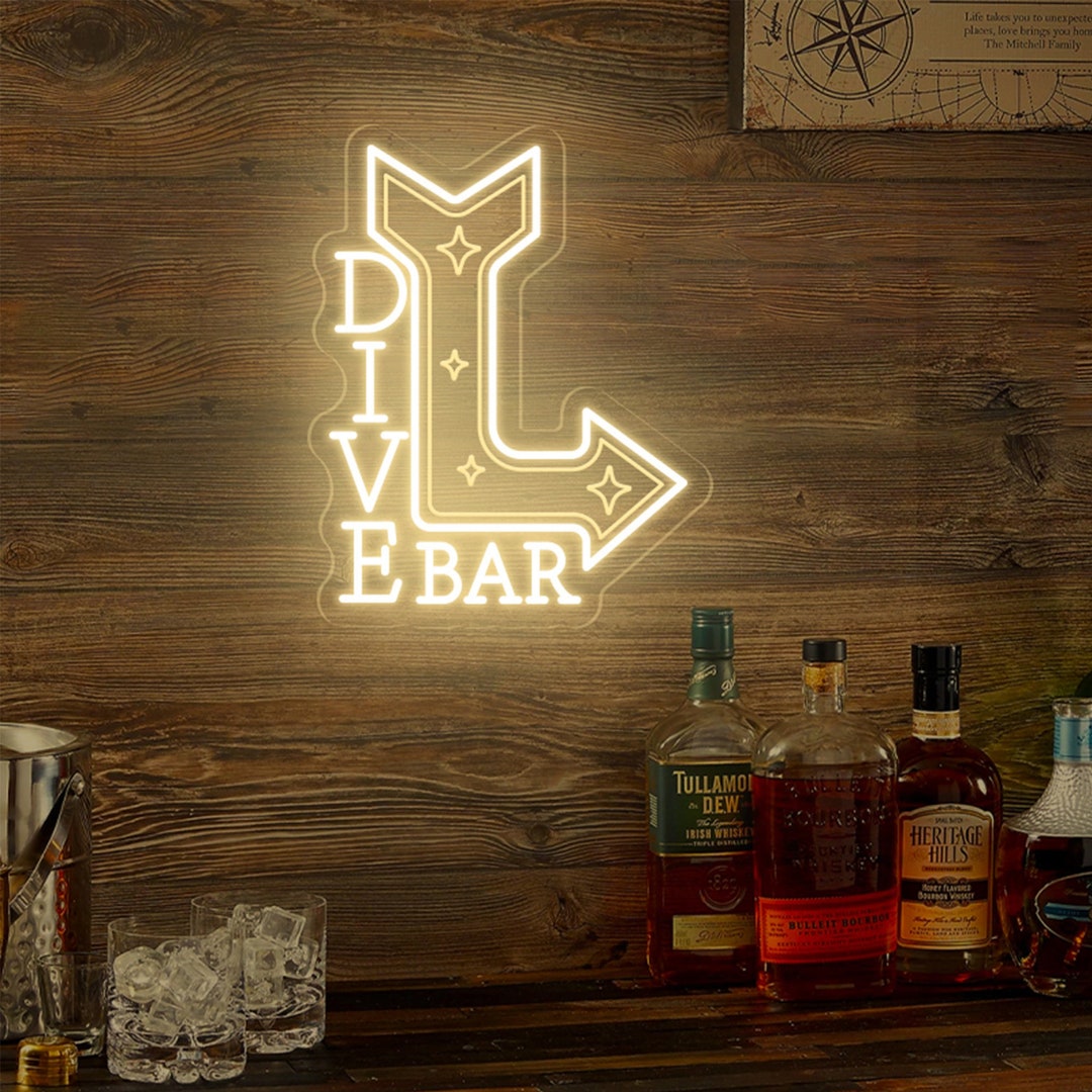 Retro Dive Bar Neon Sign,custom Dive Bar Wall Decor Light,bar Carter ...