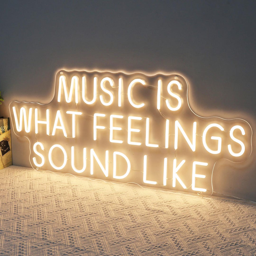 Music is What Feelings Sound Like Neon Sign,music Room Wall Decor,music ...