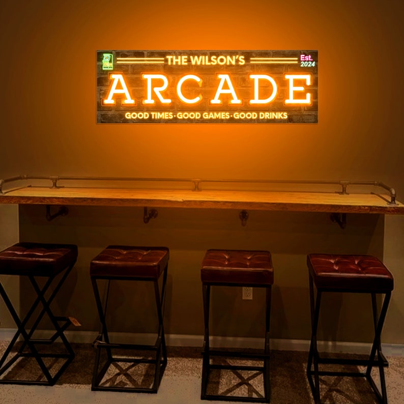 Custom Arcade Neon Sign, Custom Game Room Neon Sign, Man Cave Decor ...