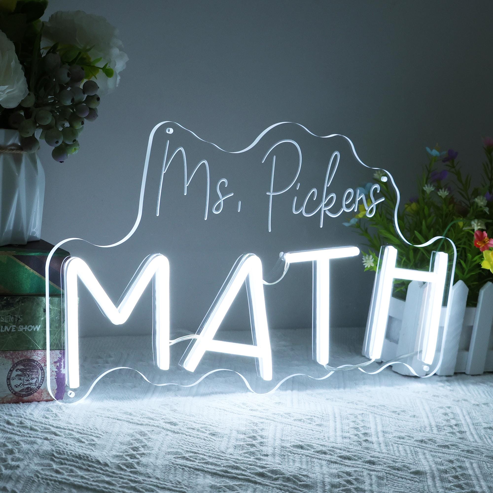 Custom Math Classroom Neon Sign, Personalized Math Teacher Sign, Math ...