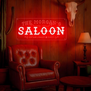 Custom Saloon Neon Sign: Cowboy Bar Decor, Man Cave Lighting - Etsy UK
