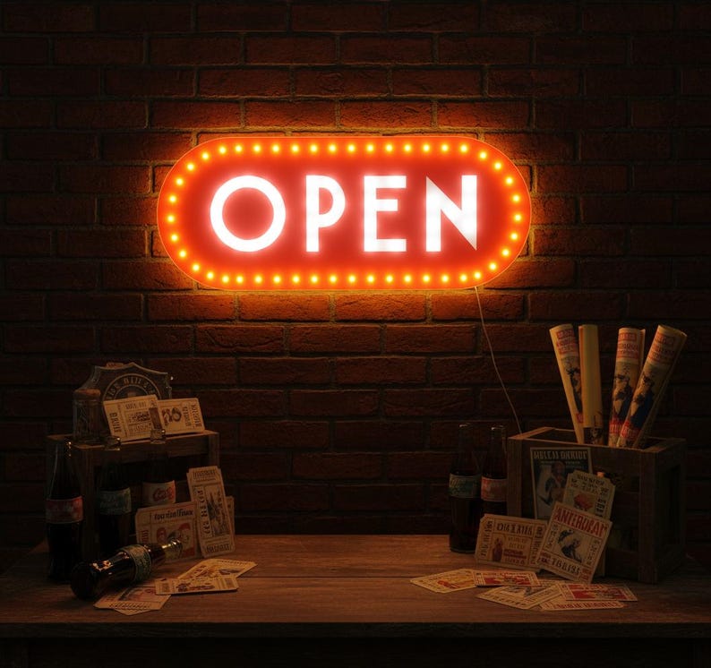 Retro Marquee Open Sign: Restaurant & Bar Decor - Etsy