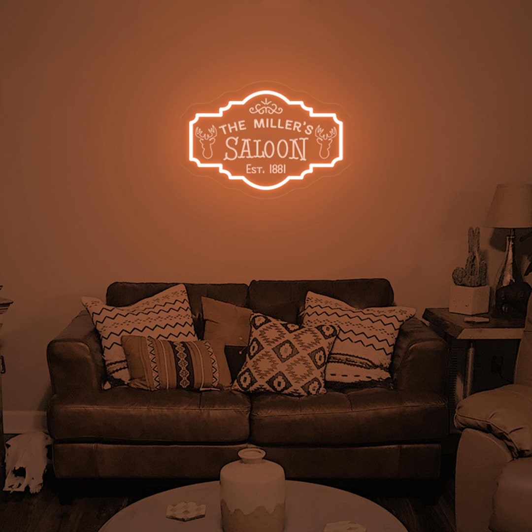 Saloon Neon Sign, Old West Saloon Decor Signs, Man Cave Decor Sign ...