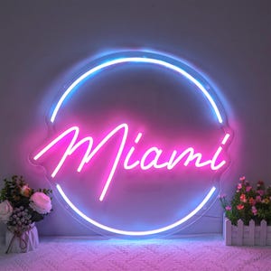 Miami Neon Sign, Bar Neon Sign, Retro Miami Neon Sign Decor, Miami City ...