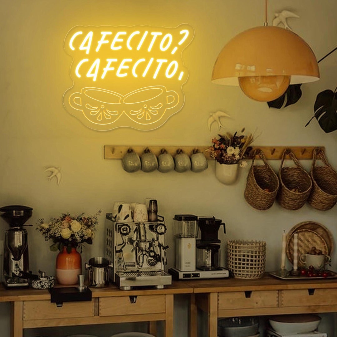 Cafecito Neon Sign,cafecito Y Chisme Decor Sign,kitchen Coffee Quote ...