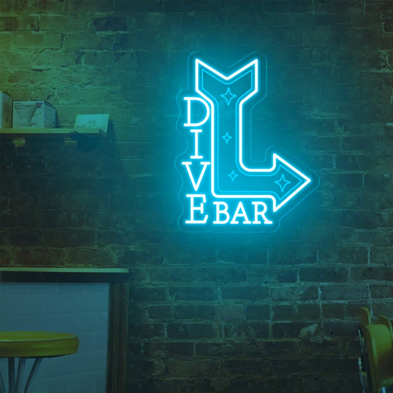 Retro Dive Bar Neon Sign,custom Dive Bar Wall Decor Light,bar Carter ...