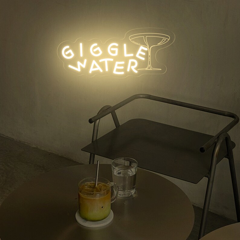 Giggle Water Neon Sign, Bar Cart Decor,martini Wall Art Decor,drink Bar ...