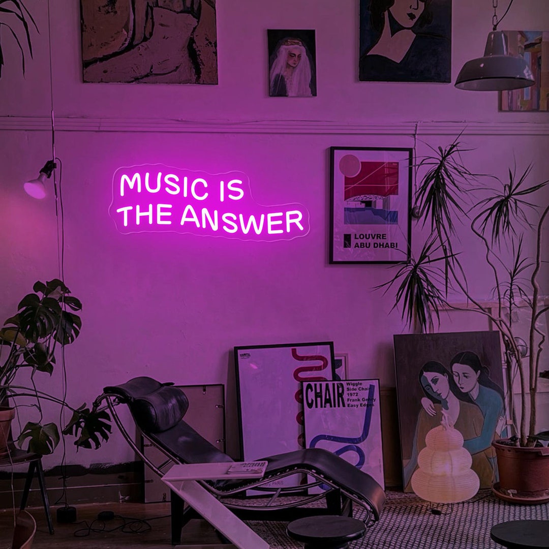 Music is the Answer Neon Sign,music Room Wall Decor,music Studio ...