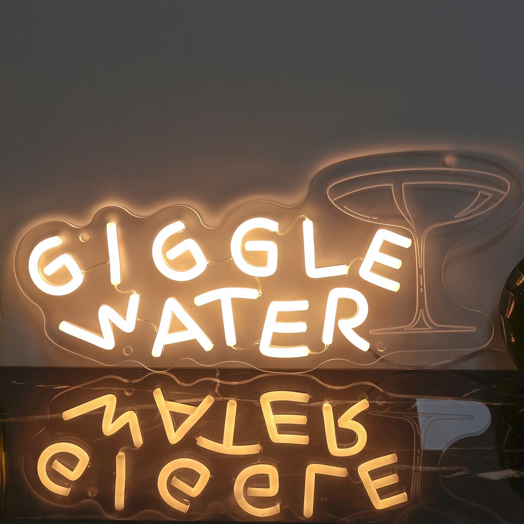 Giggle Water Neon Sign, Bar Cart Decor,martini Wall Art Decor,drink Bar ...