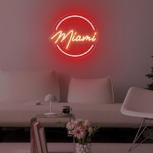 Miami Neon Sign, Bar Neon Sign, Retro Miami Neon Sign Decor, Miami City ...