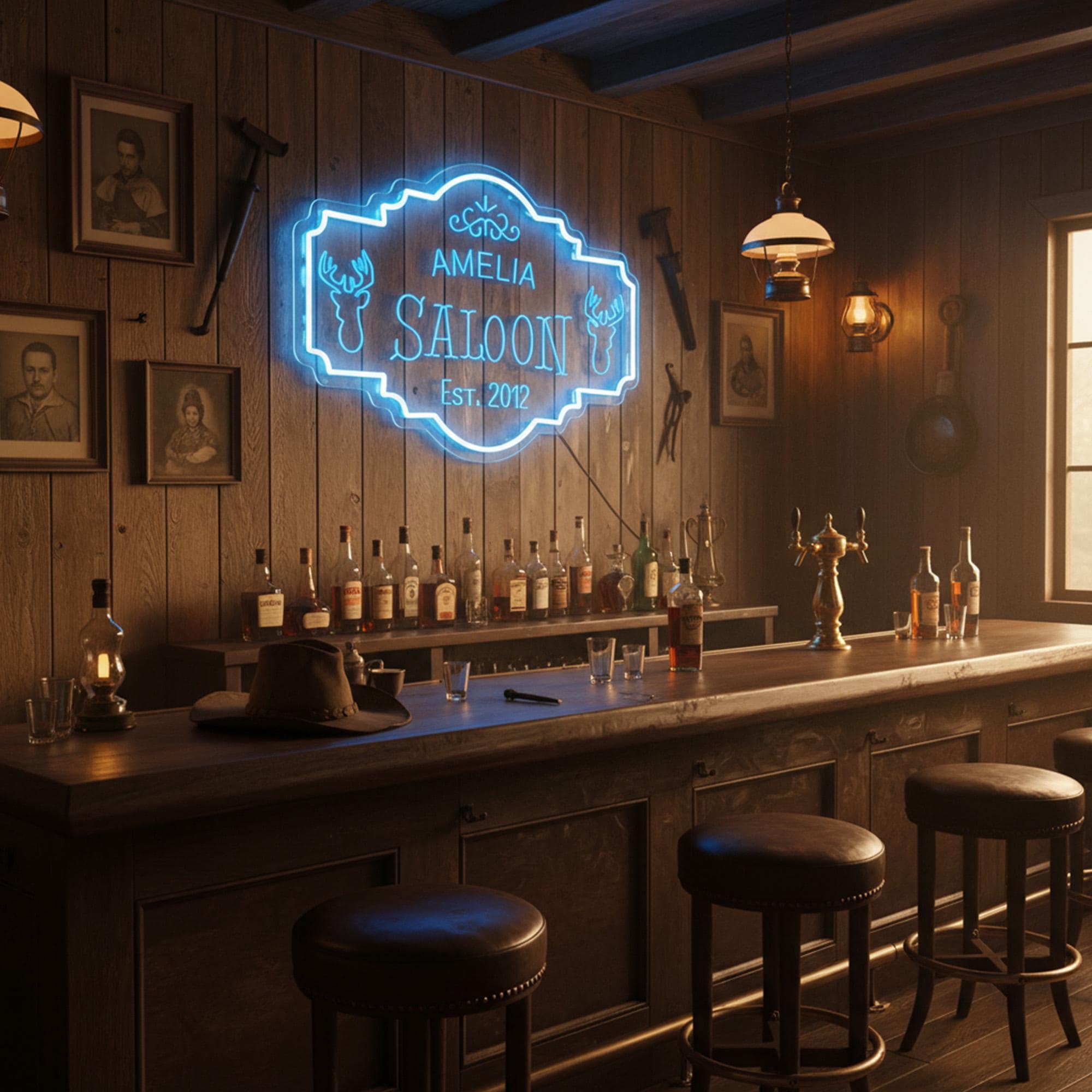 Saloon Neon Sign, Old West Saloon Decor Signs, Man Cave Decor Sign ...