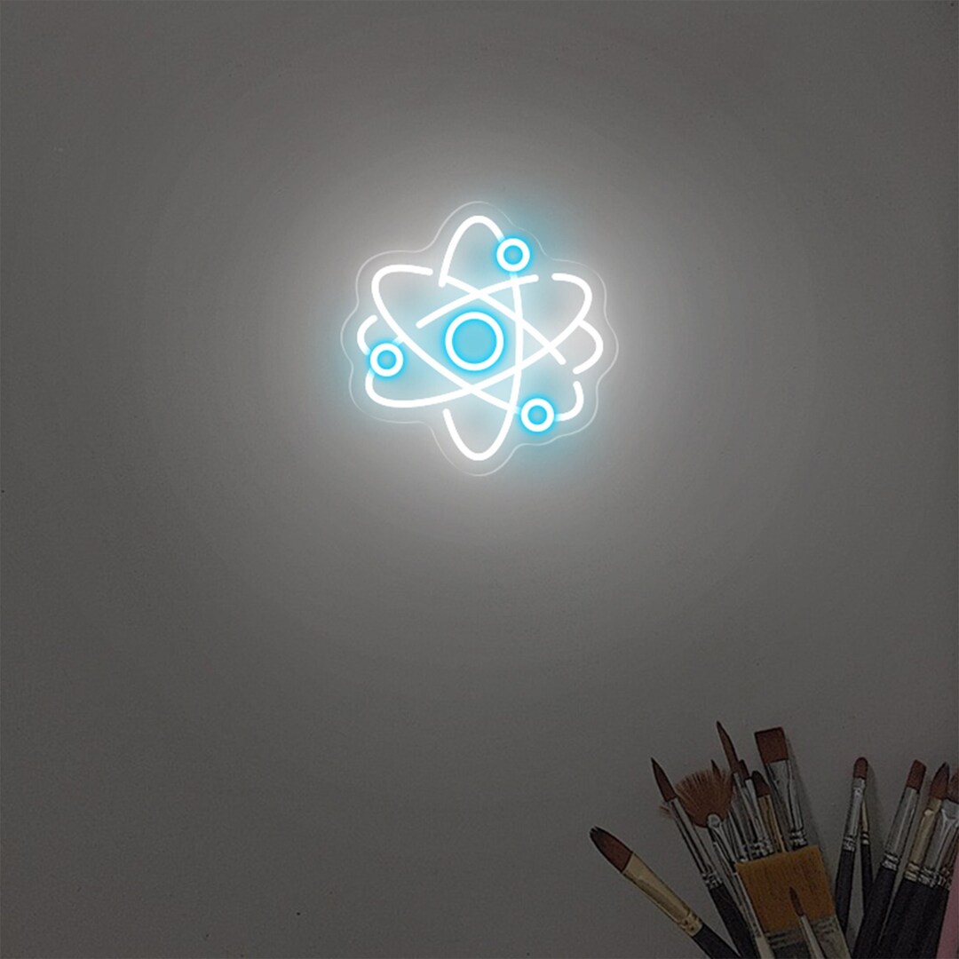 ATOM Symbol Science Neon Sign, Atom Neon Sign, Atom Molecule Science ...