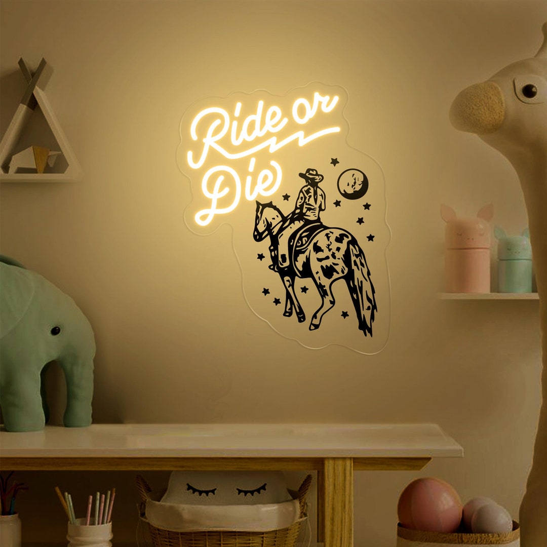 Ride or Die Neon Sign, Custom Neon Sign, Rodeo Horse Western Country ...