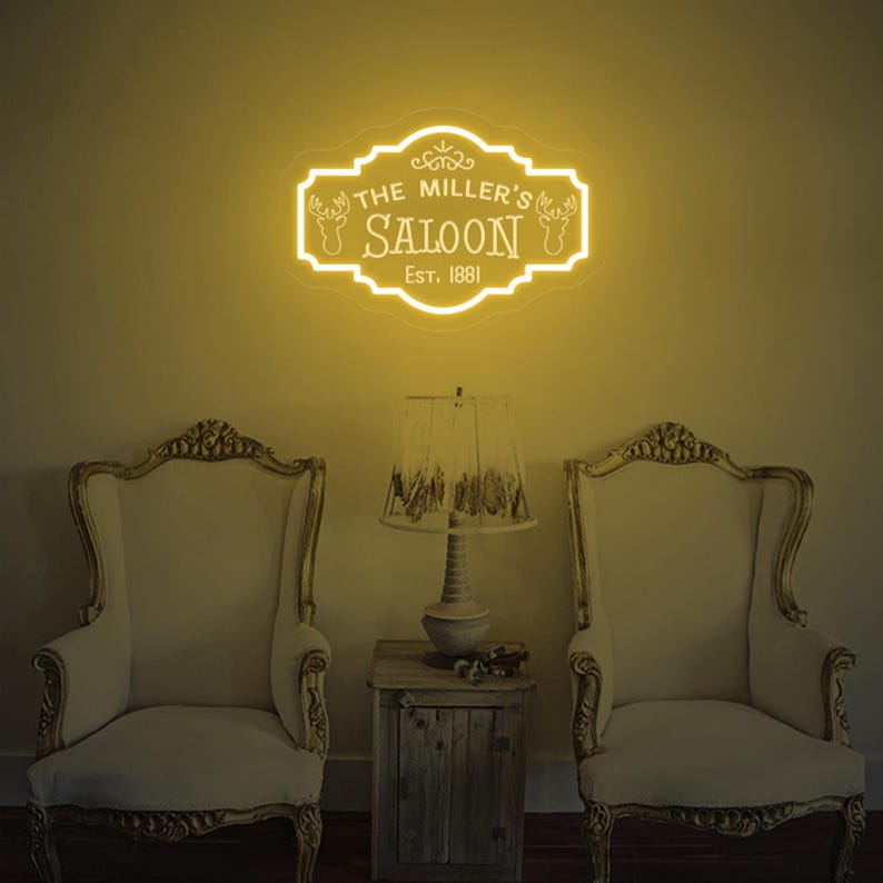 Saloon Neon Sign, Old West Saloon Decor Signs, Man Cave Decor Sign ...
