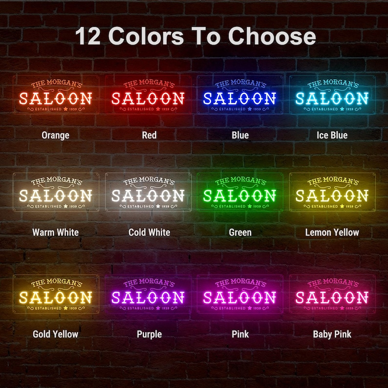 Custom Saloon Neon Sign: Cowboy Bar Decor, Man Cave Lighting - Etsy