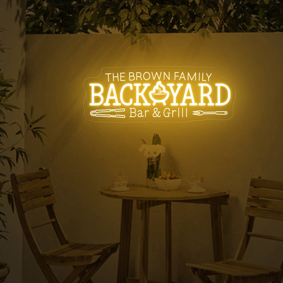 Personalized Backyard Neon Sign, Outdoor Wall Decor Neon Light, Custom ...