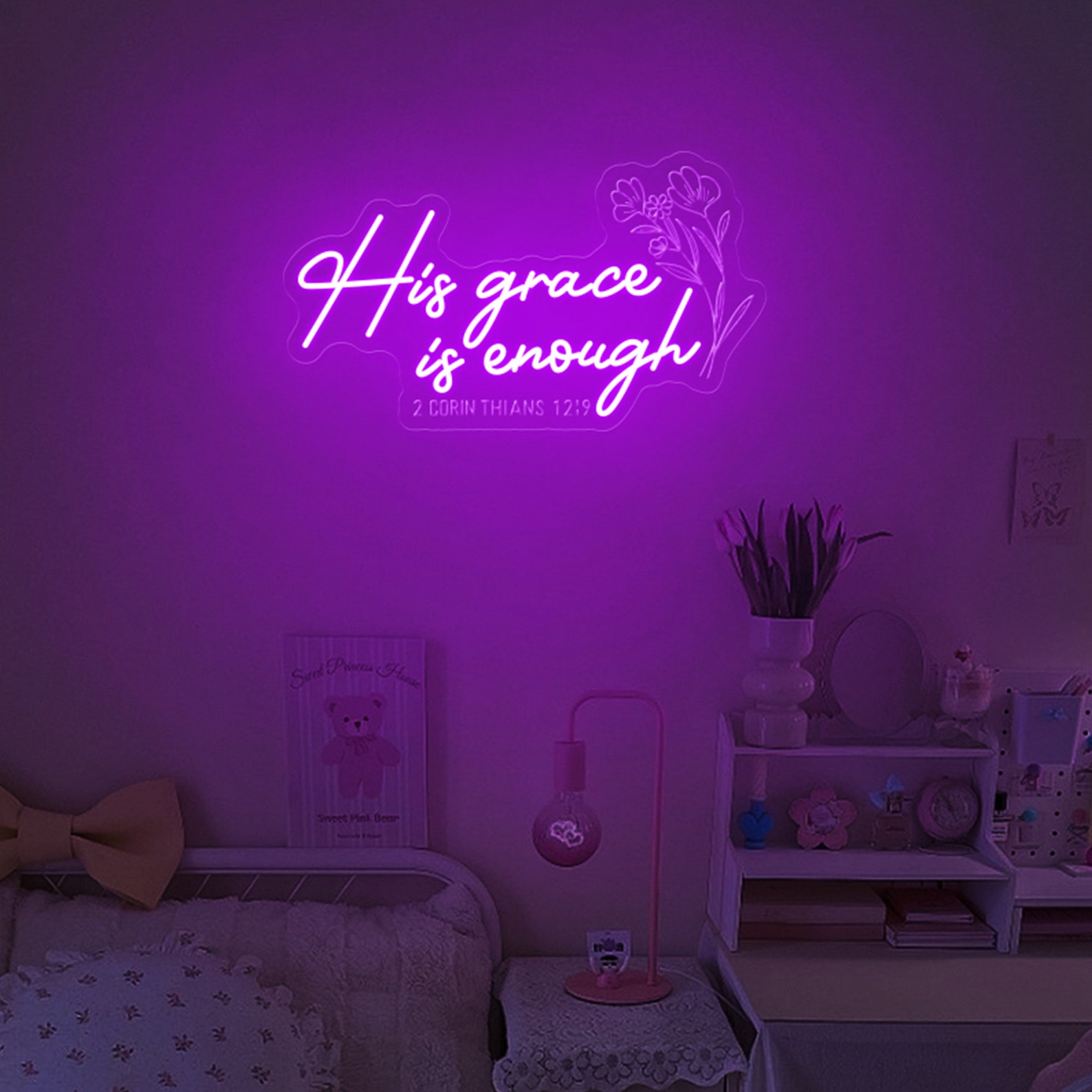 His Grace is Enough Neon Sign: Christian Wall Decor - Etsy