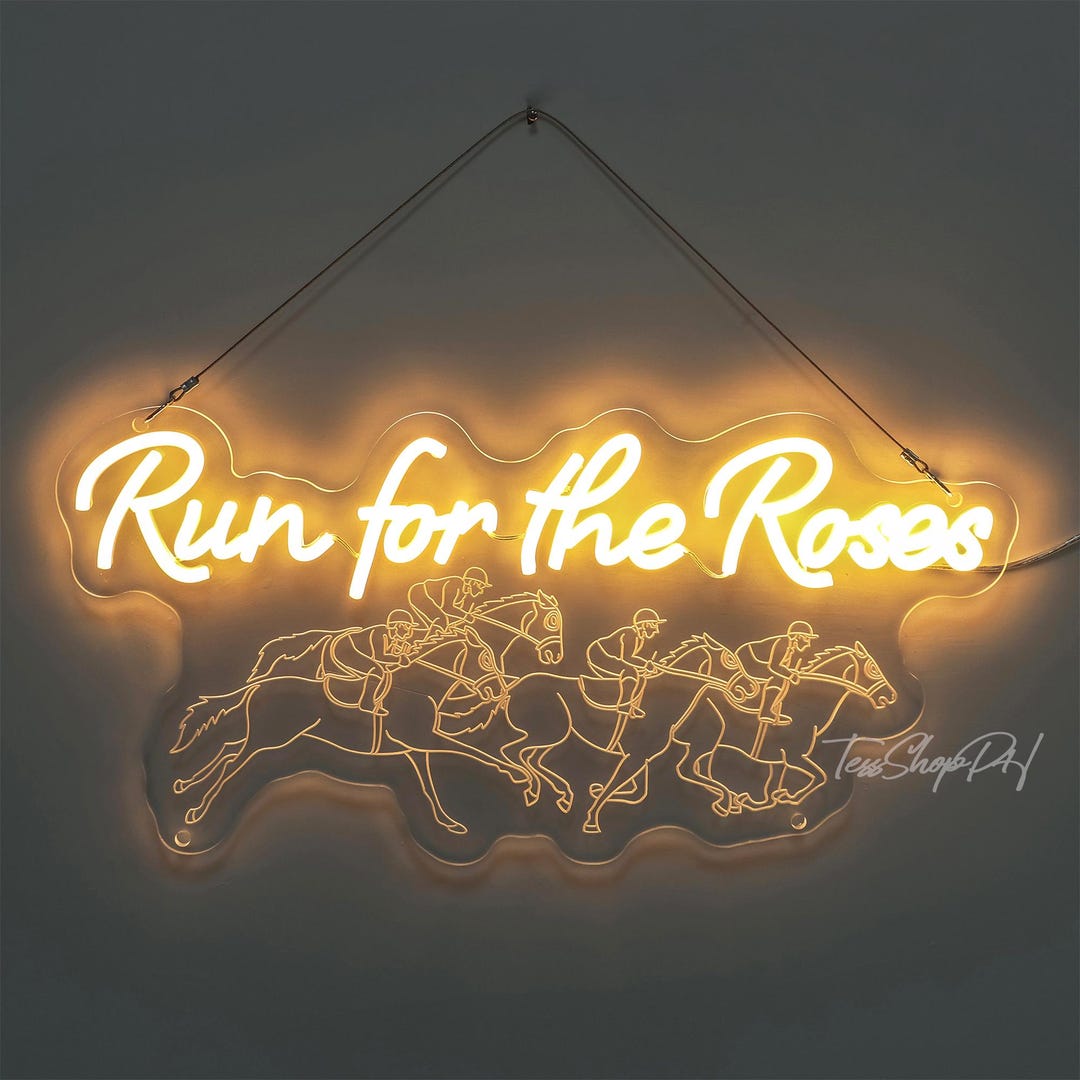 Run for the Roses Neon Sign, Kentucky Derby Racing Decor - Etsy