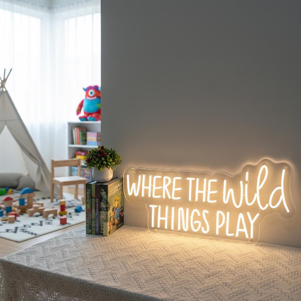 Where the Wild Thing Plays Neon Sign,custom Playroom Sign Neon Light ...
