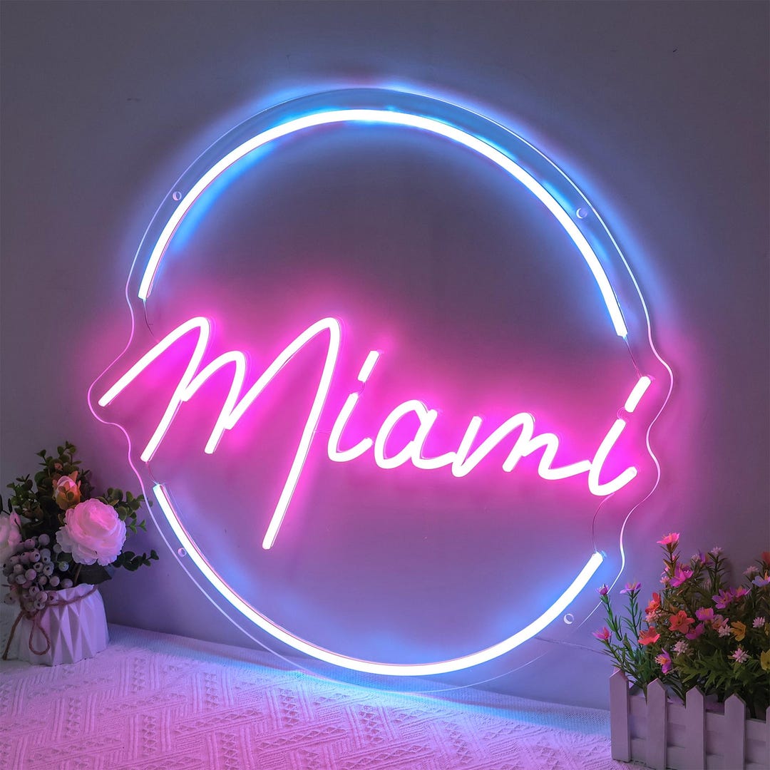Miami Neon Sign, Bar Neon Sign, Retro Miami Neon Sign Decor, Miami City ...