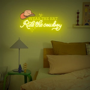 Ride the Cowboy Neon Sign, Western Rodeo Decor, Mancave Neon Sign ...
