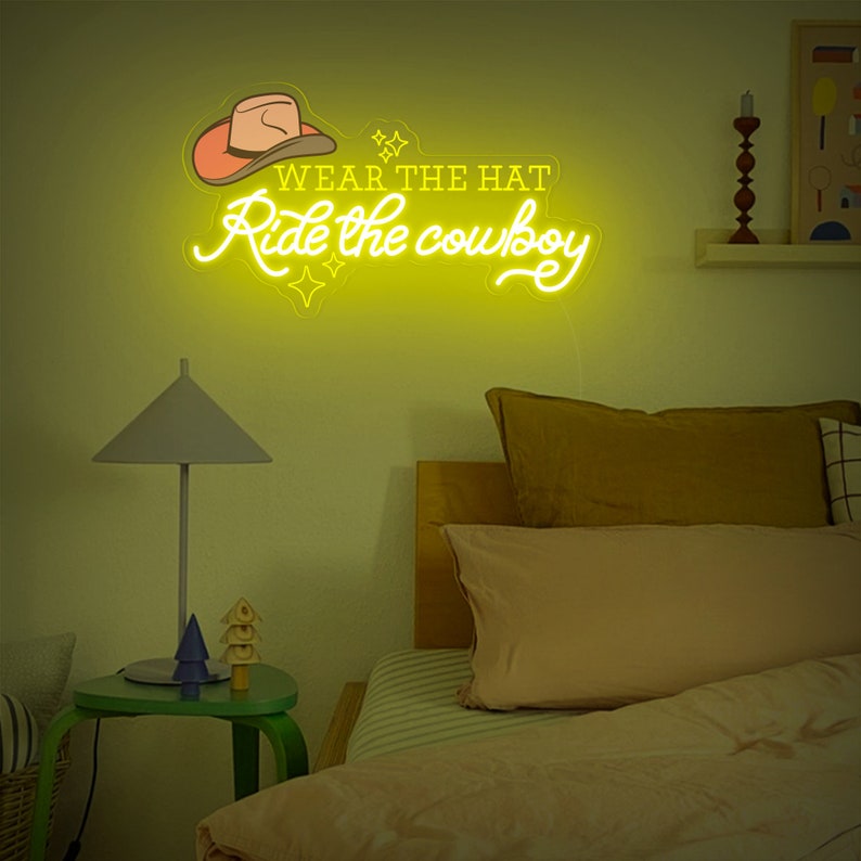 Ride the Cowboy Neon Sign, Western Rodeo Decor, Mancave Neon Sign ...