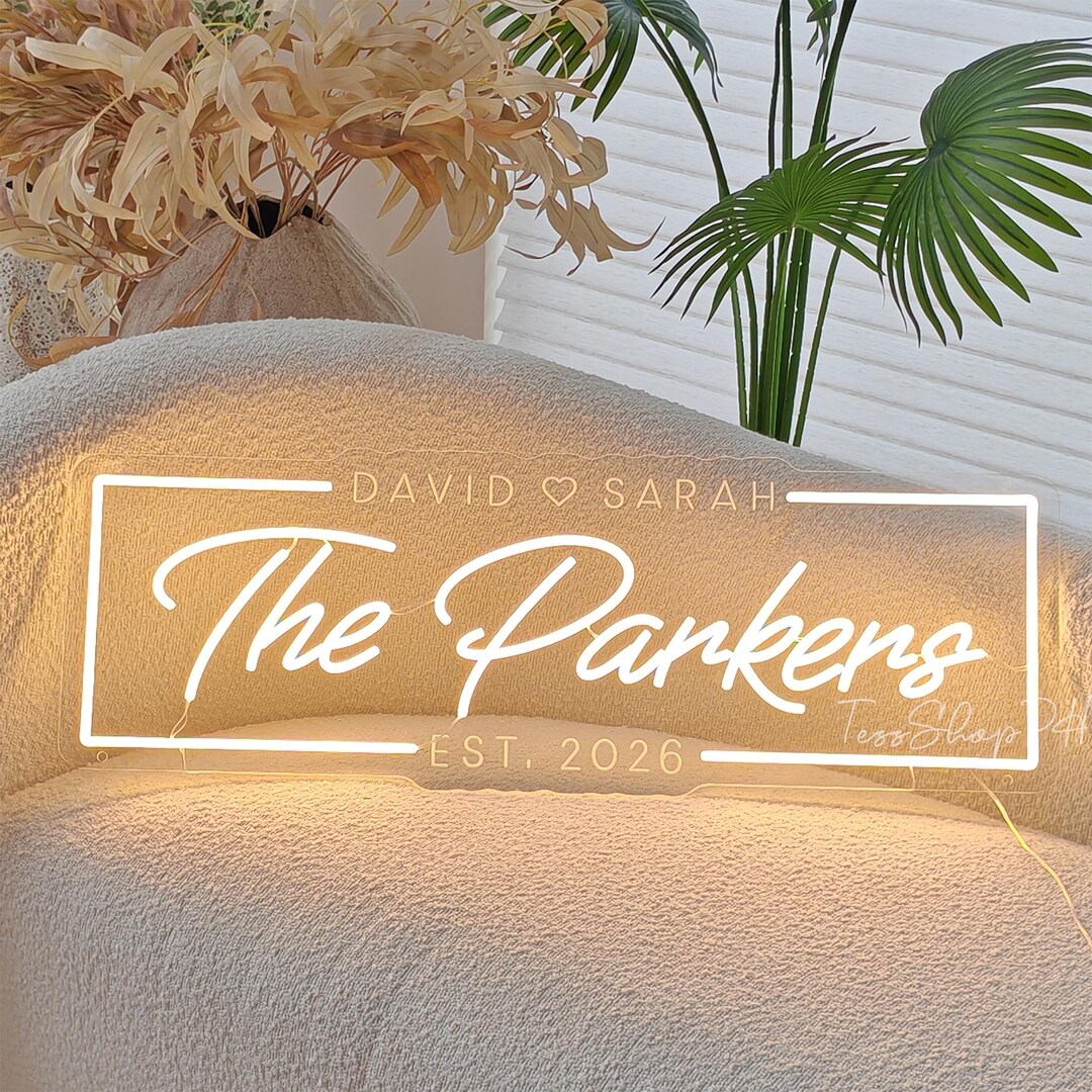Custom Neon Wedding Sign: Couple's Names, Personalized Decor - Etsy
