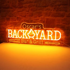 Personalized Backyard Neon Sign, Outdoor Wall Decor Neon Light, Custom ...
