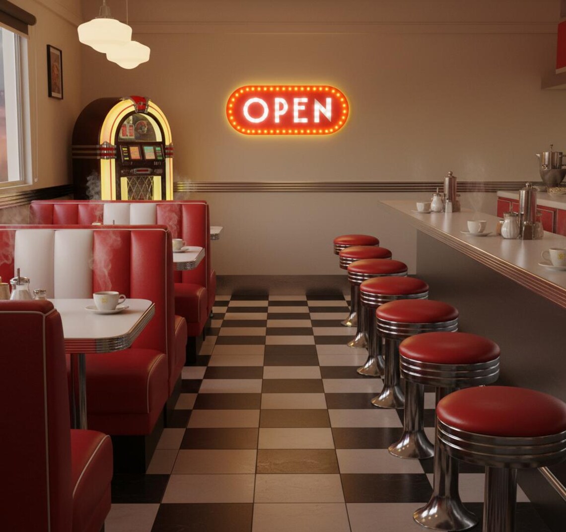 Retro Marquee Open Sign: Restaurant & Bar Decor - Etsy