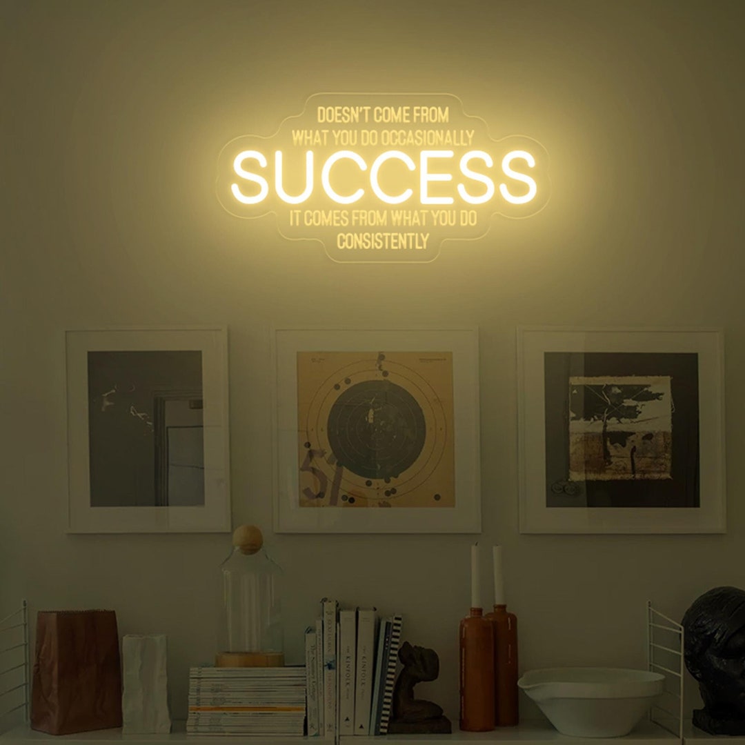 Success Neon Sign, Office Wall Art, Office Affirmation Sign, Success ...