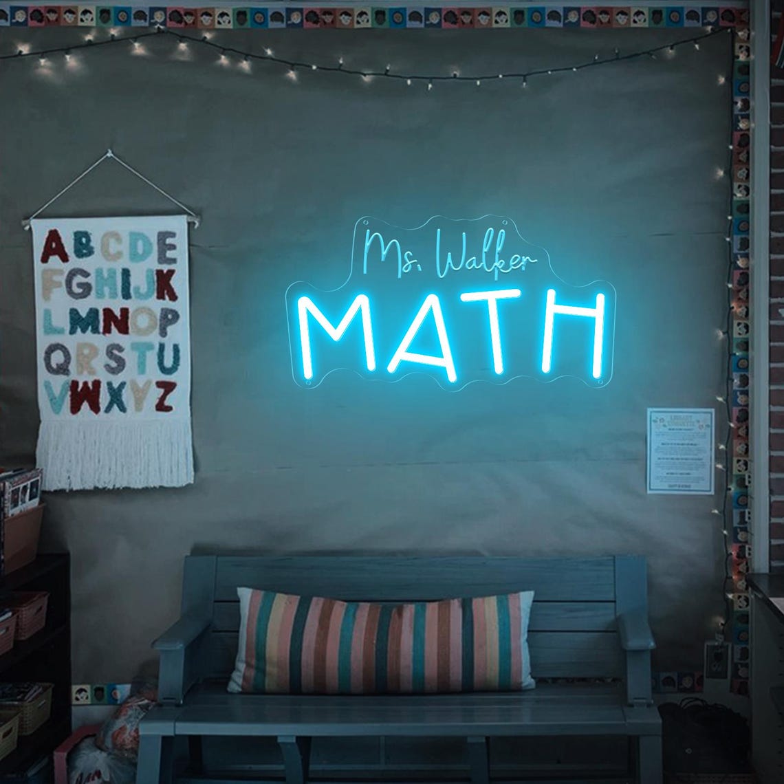 Custom Math Classroom Neon Sign, Personalized Math Teacher Sign, Math ...