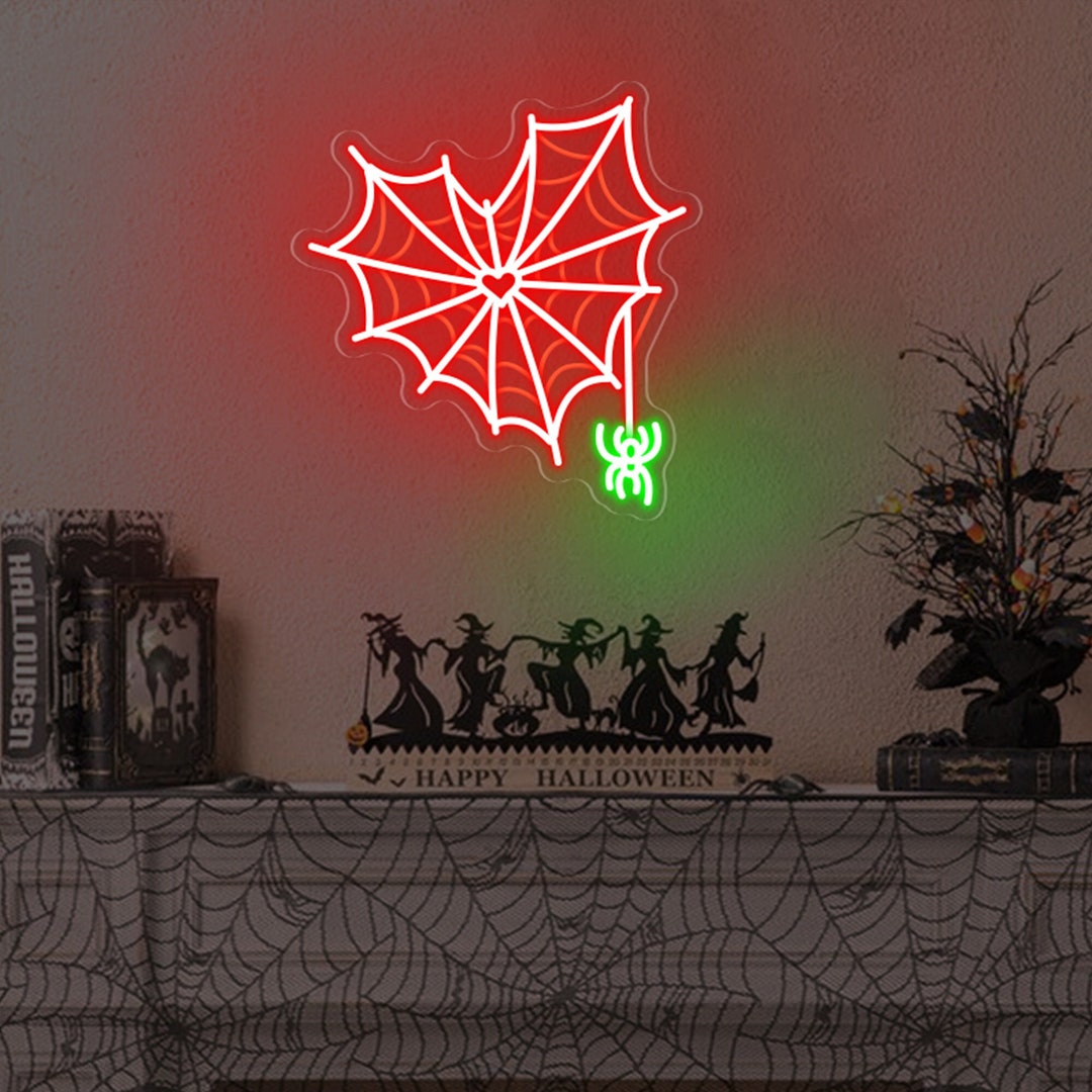 Spiderweb Heart Neon Sign,gothic Home Decor, Halloween Decor, Spider ...