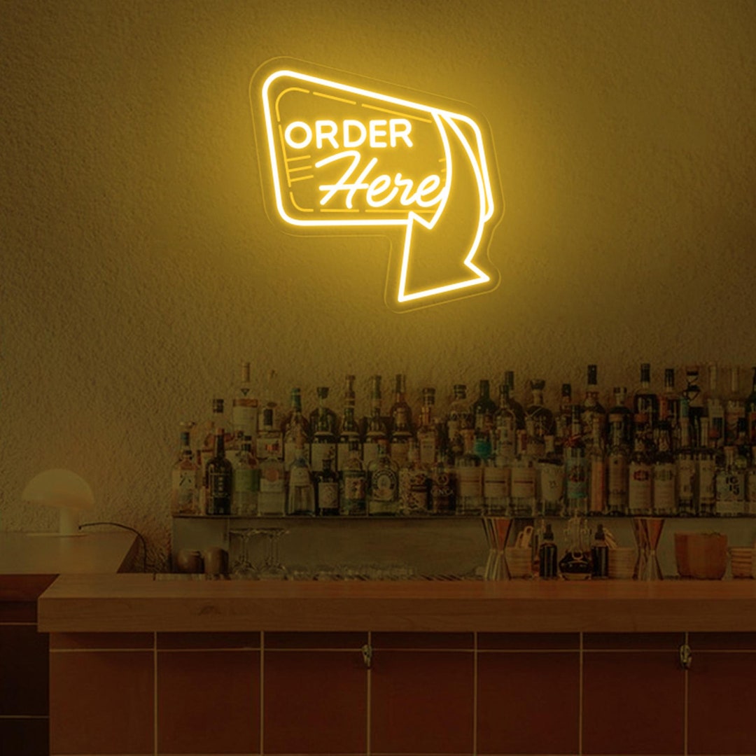 Order Here Neon Sign, Restaurant Wall Decor, Shop Wall Sign, Bar Wall ...