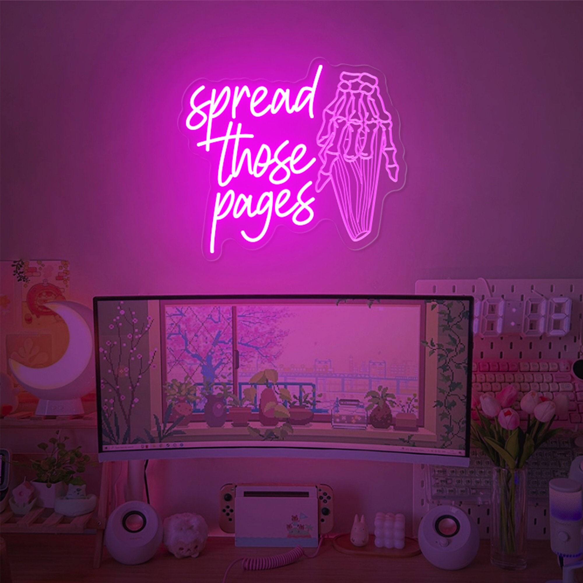 Spread Those Pages Neon Sign, Book Lovers Gift, Smutty Wall Art Decor ...