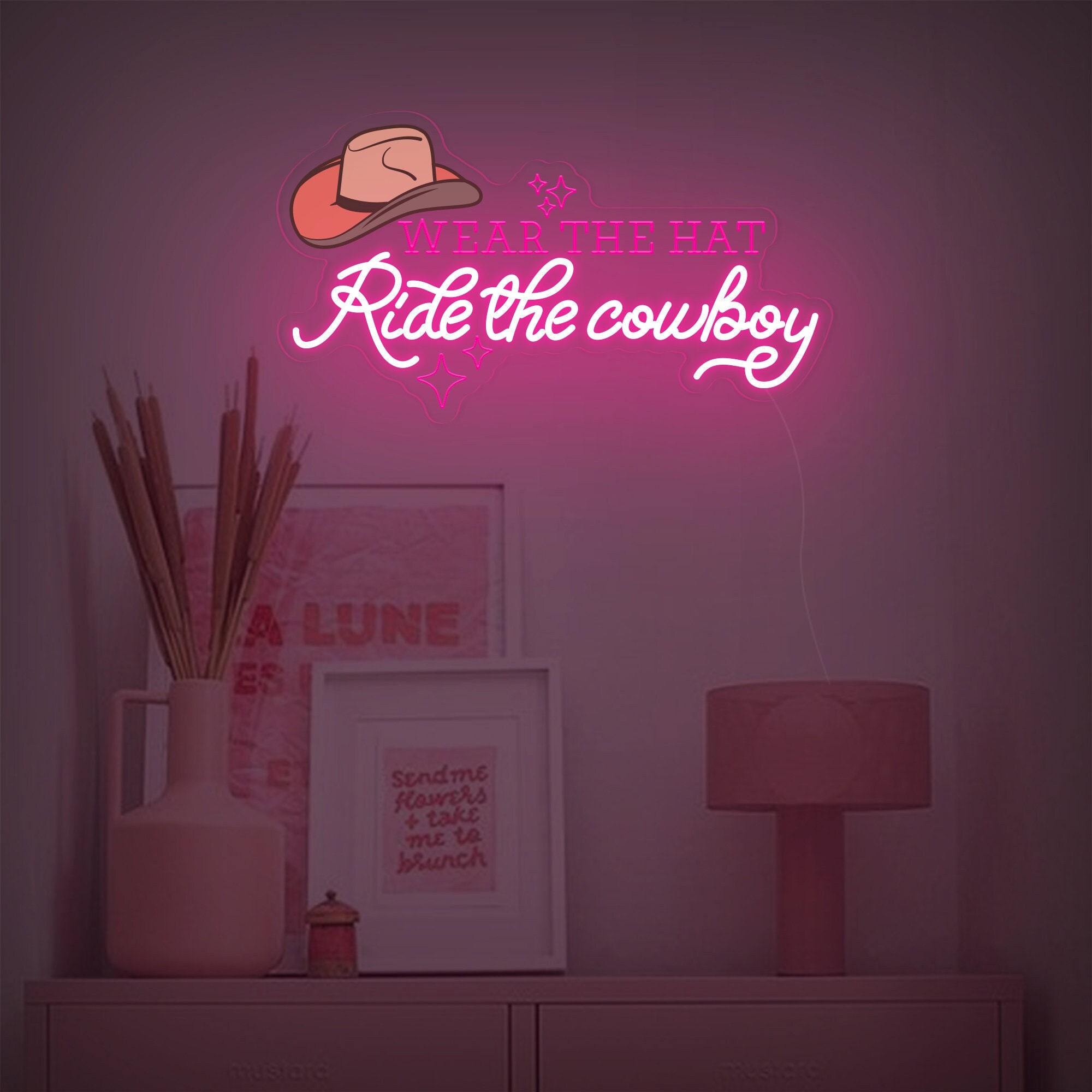 Ride the Cowboy Neon Sign, Western Rodeo Decor, Mancave Neon Sign ...