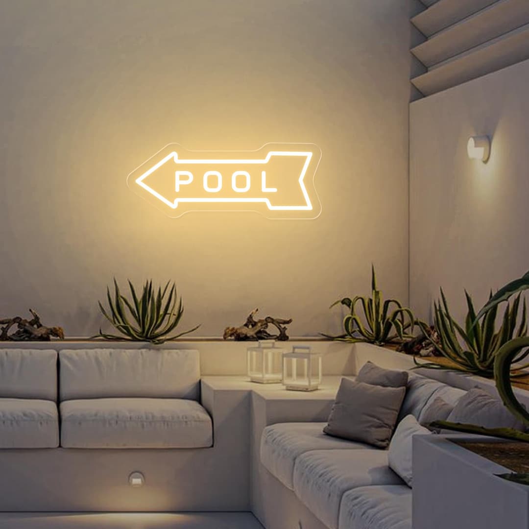 Pool Neon Sign,pool Direction Decor Sign,coastal Vibes Wall Art,boho ...