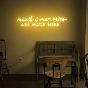 Meals and Memories Are Made Here Neon Sign, Kitchen Wall Decor Sign ...