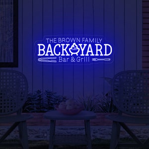 Personalized Backyard Neon Sign, Outdoor Wall Decor Neon Light, Custom ...