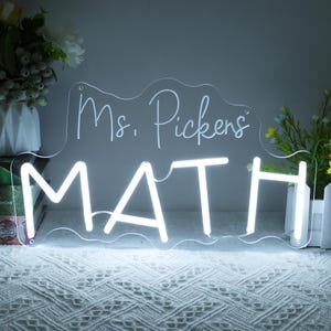 Custom Math Classroom Neon Sign, Personalized Math Teacher Sign, Math ...