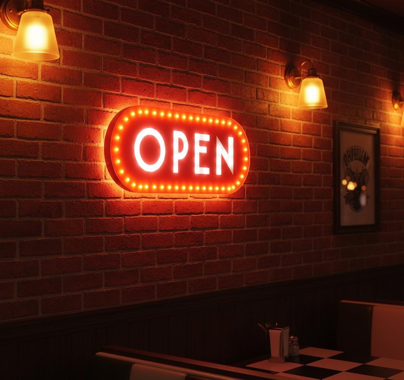 Retro Marquee Open Sign: Restaurant & Bar Decor - Etsy