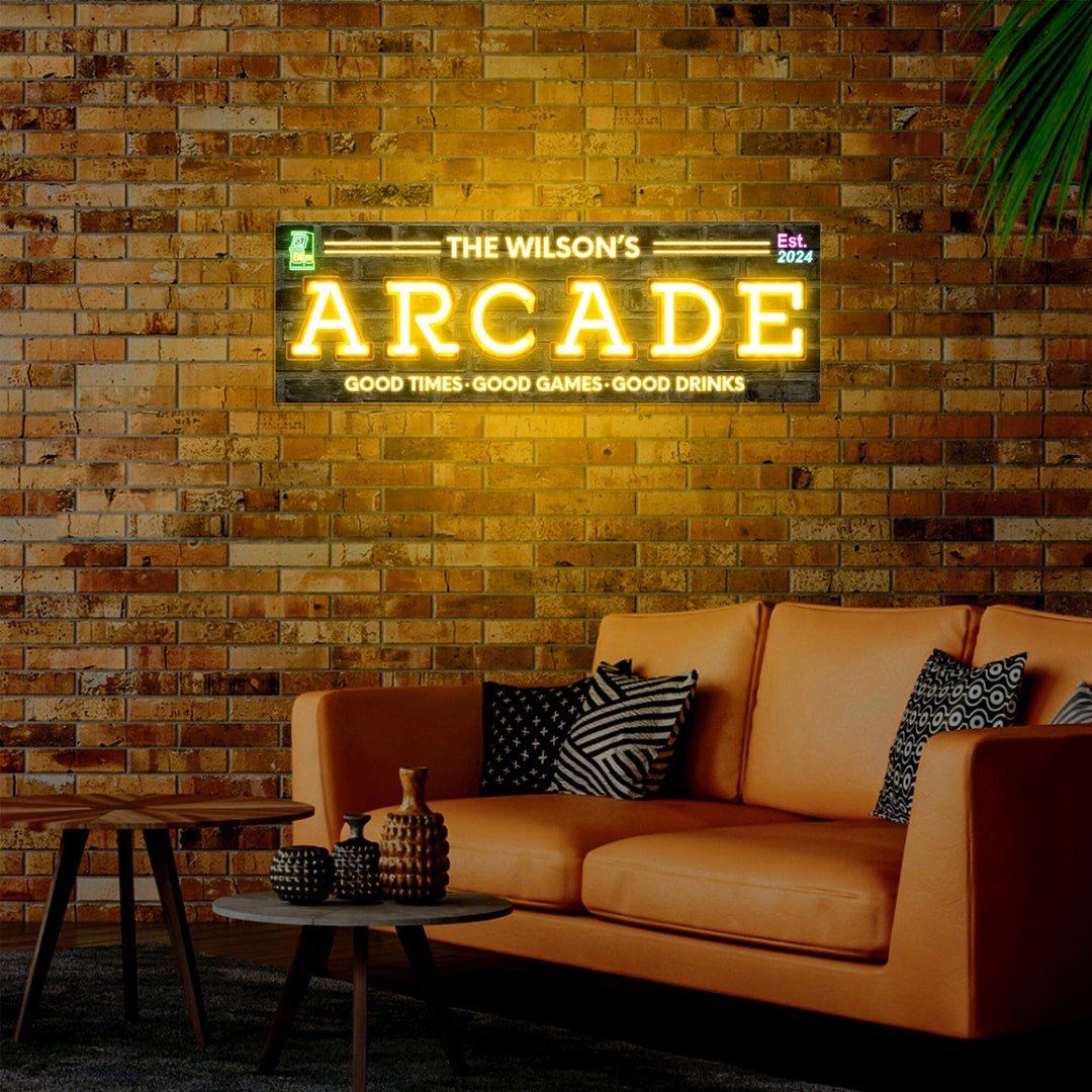 Custom Arcade Neon Sign, Custom Game Room Neon Sign, Man Cave Decor ...