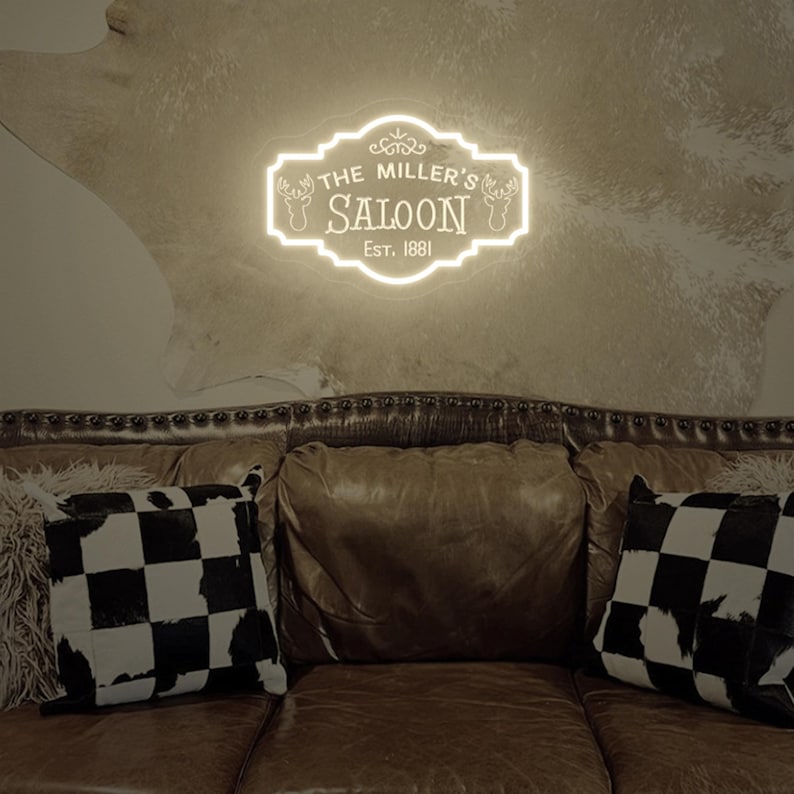 Saloon Neon Sign, Old West Saloon Decor Signs, Man Cave Decor Sign ...