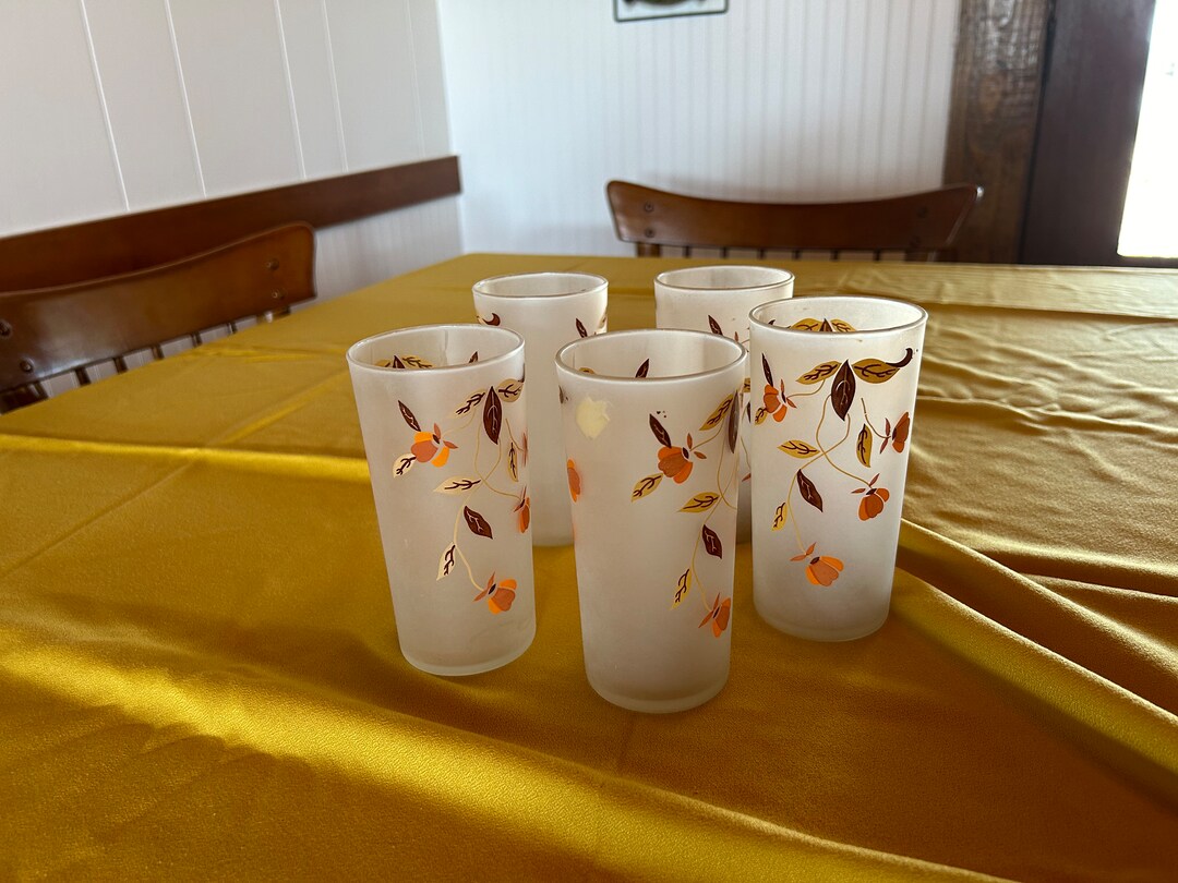 Halls Autumn Leaf Frosted Glassware, Set of Five - Etsy
