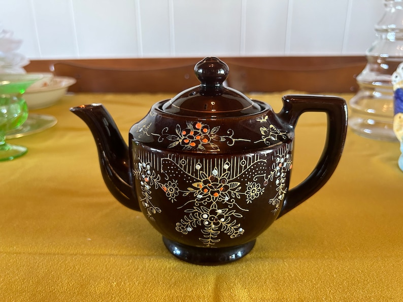 Vintage 1940s Japan Moriage Brown Painted Teapot - Etsy
