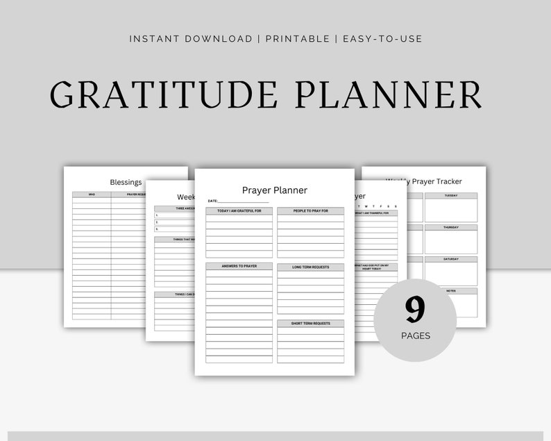 Printable Gratitude Planner, Daily Tracker, Daily Gratitude Planner ...
